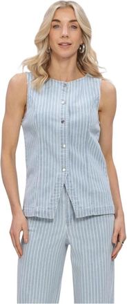 Object Objsanni S/L RE Denim Waistcoat - - Blouses & Shirts - Damen - Blau - L