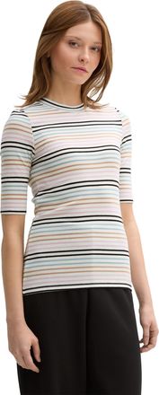 Tom Tailor Damen RIPP T-Shirt mit Streifenmuster, 36538 - Small Multicolor Stripe, L