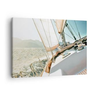 Arttor Bilder auf Leinwand Yacht Segeln So Leinwandbild mit Rahmen 70x50cm Wandbilder Dekoration Wohnzimmer Schlafzimmer Küche Deko Klein Wanddeko Bild Wand 