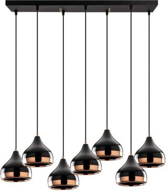 Opviq [NEUWERTIG] B-Ware Opviq H&auml;ngeleuchte Pendelleuchte Yildo 6894 Schwarz Kupfer Metall 7 Flammig