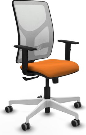 Piqueras y Crespo Arbeitsstuhl mit Rollen, 1D-Armlehnen, h&ouml;henverstellbare Lendenwirbelst&uuml;tze, ausgestattet mit 3 Positionen und Schneideschaum, Wei&szlig;/Orange