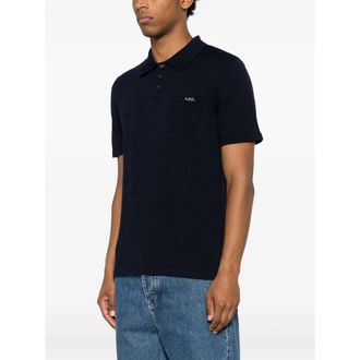 A.P.C. Fine-Knit Cotton-Wool Polo Shirt - Navy