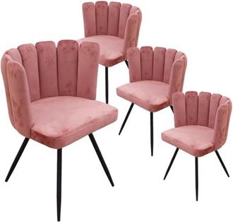Altobuy Charlotte - Lot de 4 Chaises Velours Rose