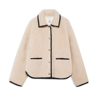 Anine Bing Femme, Vestes, Beige, Taille: 40 FR Veste Teddy Beige avec D&eacute;tails Noirs