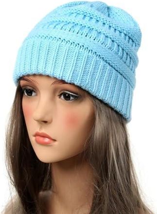 Generic Bonnet Femme Hiver Bonnet Femme Chapeau Femme Hiver Confortable Classique - Bonnet Tricot Uni &Eacute;pais et Doux Femme Hiver, Chaud et Polyvalent, Parfait 