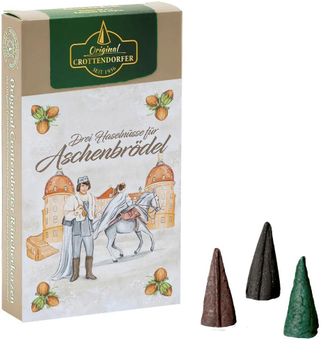 Rudolphs Schatzkiste R&auml;ucherkerzen-Display DREI Haseln&uuml;sse f&uuml;r Aschenbr&ouml;del Standard-Gr&ouml;&szlig;e mit 3 verschiedenen Weihnachtsd&uuml;ften, Sortiert BxHxT 6,5x10,5x2cm NEU Duftkerze 