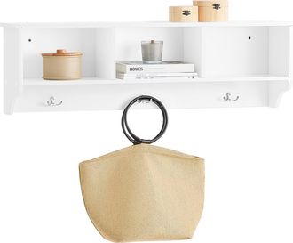SoBuy Wandgarderobe Flurgarderobe Kleiderhaken Hängeregal mit 3 Haken Garderobe weiß BHT ca. 100x30x20cm FHK35-W
