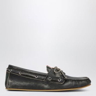 Gucci Schwarze Bootsschuhe mit Wascheffekt