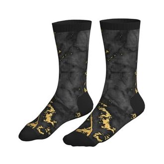 Generic Marbre Dor&eacute; Et Noir 18 Chaussette Homme Classiques Chaussettes Sport L&eacute;g&egrave;res Chaussettes De Tennis Pour Travail Ado Course 40Cm