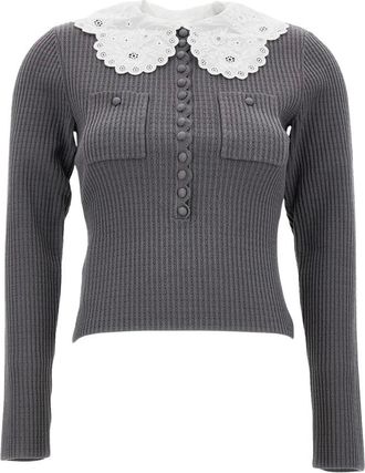 Self Portrait Femme, Pulls, Gris, Taille: 42 FR Maglia G.Collo Top