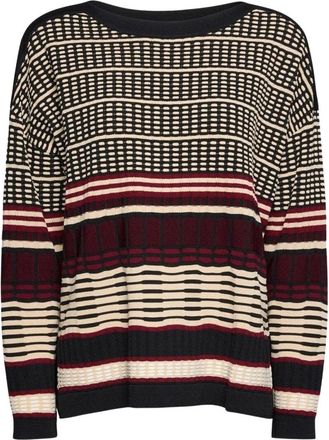 Elena Miro Gestreifter Jacquard-Pullover - - Knitwear - Damen - Mehrfarbig - L