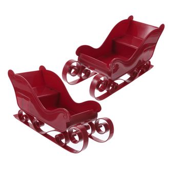 BESPORTBLE 2 St&uuml;ck Weihnachtsmann Schlitten Deko aus Holz Rote Bonboniere Tischdekoration Miniatur Weihnachtsschlitten Mittelst&uuml;ck f&uuml;r Festliche Stimmung