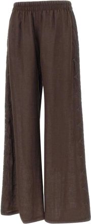 Maurizio Femme, Pantalons, Brun, Taille: 42 FR Pantalon Brod&eacute; de Dentelle