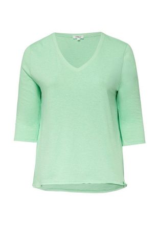 s.Oliver 3/4-Arm-Shirt T-Shirt Jersey-T-Shirt mit Flammgarnstruktur und gerundetem Saum