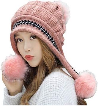 Generic Chapeaux chauds dhiver tendance garder avec les femmes en laine tricot&eacute;e ourl&eacute;e casquettes de baseball r&eacute;sistantes au froid oreilles chaudes casquette