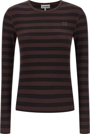 Ganni Femme, Tops, Multicolore, Taille: 38 FR Pull en coton stretch c&ocirc;tel&eacute;