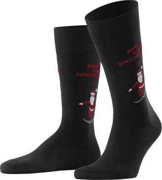 Burlington Herren Socken Snowboarding Santa M So Baumwolle gemustert 1 Paar, Schwarz Black 3000, 40-46