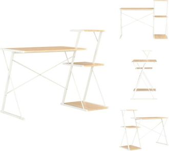 vidaXL Vidaxl - Schreibtisch mit Regal Weiß und Eiche 116×50×93 cm - Bürostuhl - Schreibtisch - Home Office - Computerarbeitsplatz - Arbeitszimmer