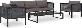 vidaXL Vidaxl - Salon de jardin 6 pcs avec coussins r&eacute;sine tress&eacute;e anthracite