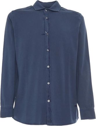 Fay Homme, Chemises, Bleu, Taille: M Camicia Jersey Tinto Frosted
