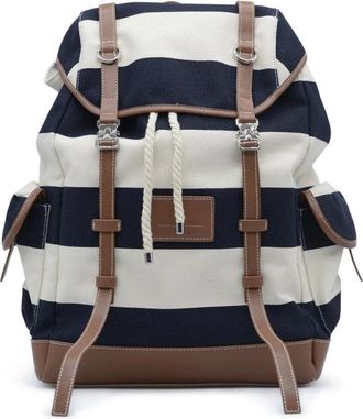 Paul & Shark Homme, Sacs, Multicolore, Taille: ONE Size Sac &agrave; dos ray&eacute; en cuir et toile