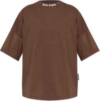 Palm Angels Homme, Tops, Brun, Taille: L Classic Logo Over T-Shirt
