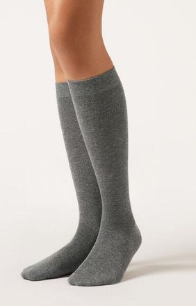Calzedonia Lange Socken Mit Kaschmir Und Glitzer Grau