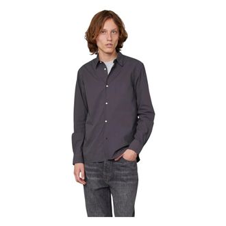 Officine G&eacute;n&eacute;rale Popeline-Hemd mit weichem Kragen - - Shirts - Herren - Grau - L