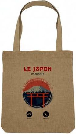 Fabulous Sac Shopping Tote Bag Aspect Lin - Le Japon MAppelle Mont Fuji Paysage Tokyo - Sac de Courses Toile Epaisse 360g Beige Naturel Cabas Port&eacute; Epaule Soli