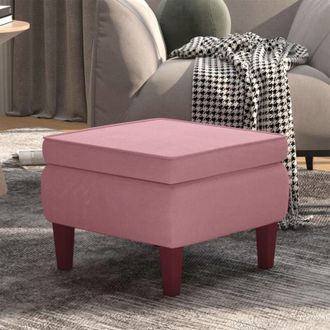 vidaXL Tabouret avec pieds en bois Rose Velours