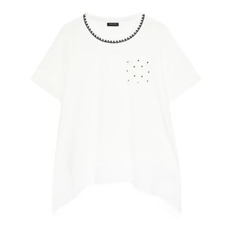 Fiorella Rubino Jersey-T-Shirt mit H&auml;keldetail - - Tops - Damen - Wei&szlig; - L