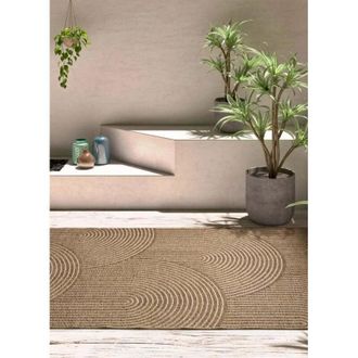 Atticgo Tapis dext&eacute;rieur g&eacute;om&eacute;trique effet jute ACRA 42 Naturel 120x170 cm