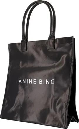 Anine Bing Womens Leonie Tote Bag - Anine Bing Cotton Black Totes-Shopping-Bags