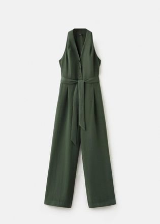 Mango Halterneck-Jumpsuit mit G&uuml;rtel khaki - Damen - XXS - MANGO