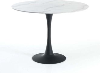 Oresteluchetta Runder Esstisch aus Glas mit Marmor-Effekt 90x180cm Valley