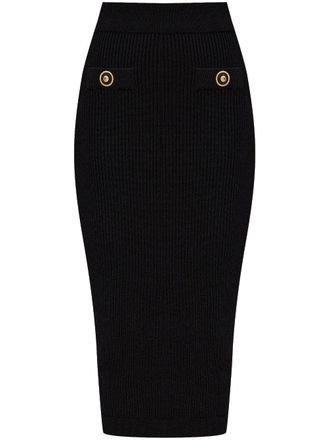 Balmain jupe mi-longue &agrave; design nervur&eacute; - Noir