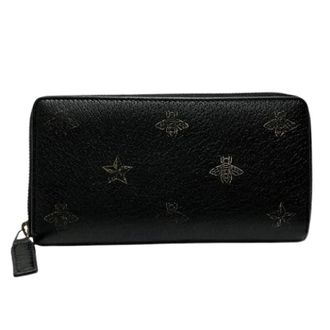 Gucci Portefeuille long zipp&eacute; en cuir pr&eacute;-aim&eacute; Bee Star - Femme - Pre-owned - Noir - Taille: ONE Size