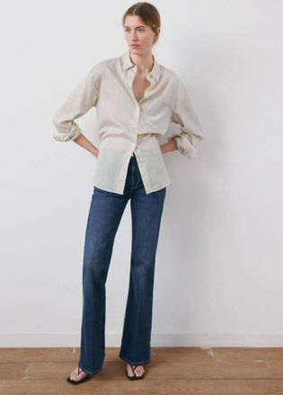 Mango Jean Violeta flare taille haute bleu fonc&eacute; - Femme - 32 - MANGO