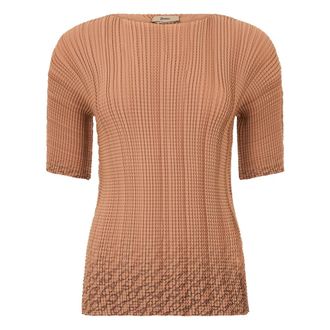 Herno Figurbetontes Kurzarm-Oberteil mit Struktur - - Blouses & Shirts - Damen - Beige - L
