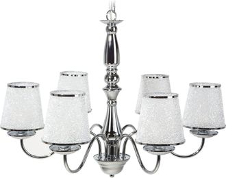 Beliani Klassischer Kronleuchter 6-flammig verchromtes Metall silber Bradano