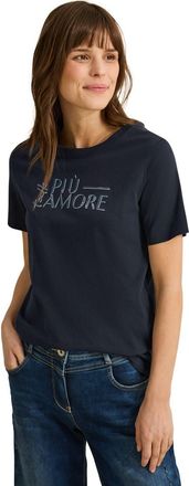 Cecil Damen B322930 T-Shirt mit Wording, universal Blue, S