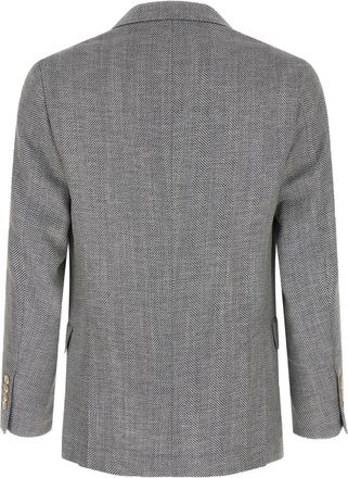Brunello Cucinelli Chevron Wool Blend Blazer - Gray