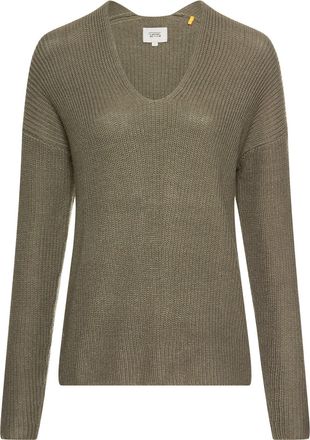 Camel Active Damen Strickpullover mit V-Ausschnitt Graugr&uuml;n, Womenswear-M