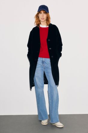 Gerard Darel Manteau droit en laine et angora - AELIS - Noir