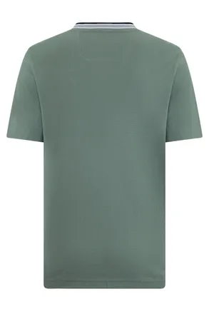 HUGO BOSS Mens Short-Sleeved Cotton T-Shirt Green Open T-Shirts And Polos