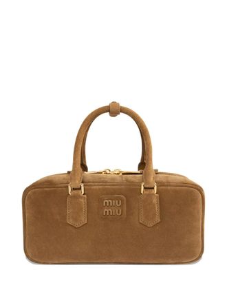 Miu Miu grand sac &agrave; bandouli&egrave;re Arcadie en daim - Marron