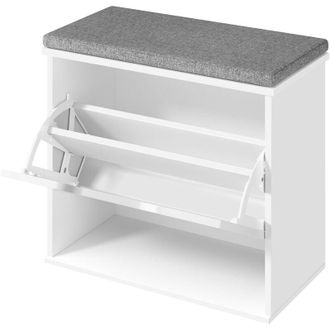 Vasagle Vasagle - Banc &agrave; Chaussures Rembourr&eacute;, Meuble dEntr&eacute;e sur 3 Niveaux pour 6 Paires de Chaussures, Tiroir Rabattable, 30 x 60 x 53,5 cm, pour Entr&eacute;e