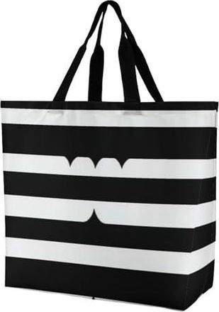 Generic Rayures Noires Et Blanches Sac Fourre-Tout Imperm&eacute;able Tote Bag D&eacute;contract&eacute; Sac A Main Femmes Pour Plage Gym Quotidienne