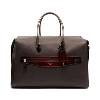 Santoni Homme, Sacs, Brun, Taille: ONE Size Sac Week-End en Cuir Foulonn&eacute;