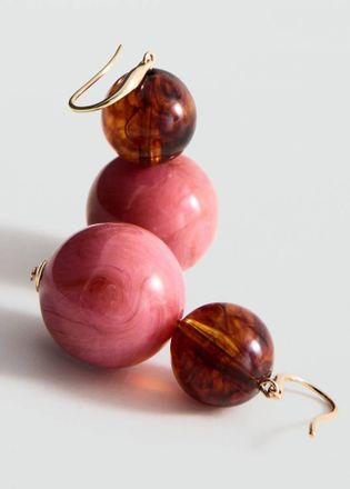 Mango Boucles doreilles boules combin&eacute;es rose pastel - Femme - Taille unique - MANGO